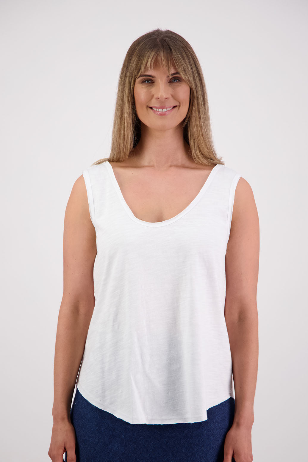 Sala White Cotton Singlet